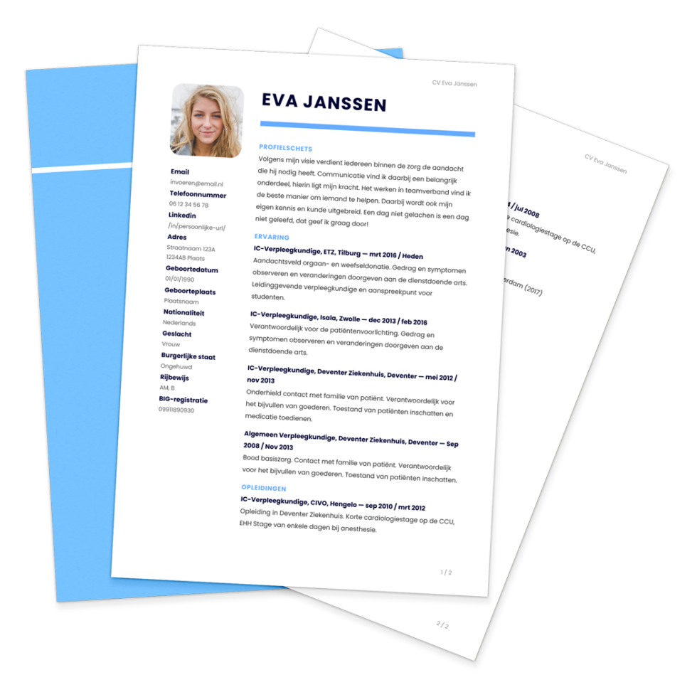 12 tips en een gratis voorbeeld cv in de zorg - Koraal PMS